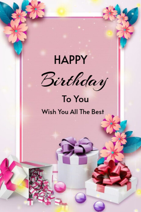 Pink Pastel Happy Birthday To You Poster Template | PosterMyWall
