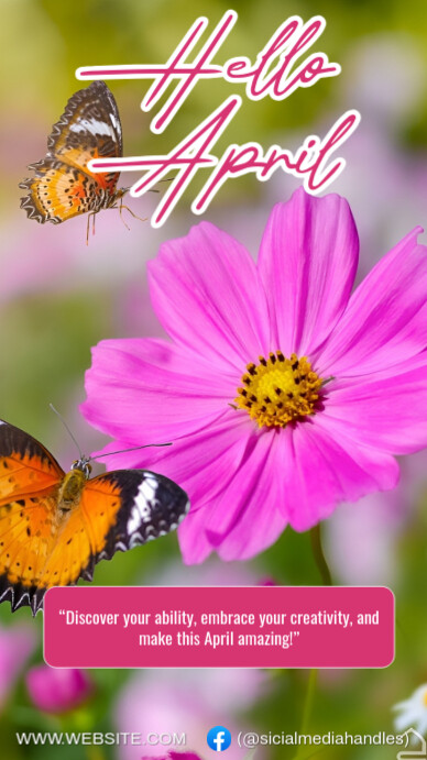 Copy of Pink Pastel Hello April Digital Display (9:16) | PosterMyWall