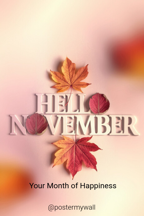 Copy of Pink Pastel Hello November/ Welcome November Autumn Greeting ...