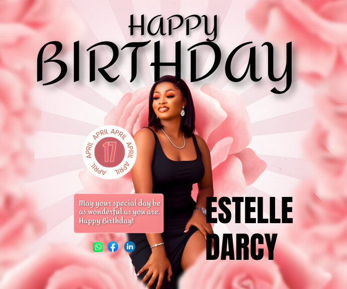 Copy of Pink Pastel Pink Background Joyful Happy Birt | PosterMyWall