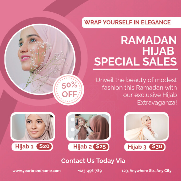 Plantilla de Pink Pastel Ramadan Hijab Special Sales And Discount ...