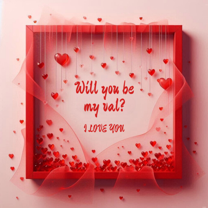 Pink Pastel Red Heart Valentine Frame Background Instagram Post ...