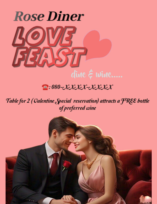 Copy of Pink Pastel Red Love Valentine Flyer (us Letter) | PosterMyWall