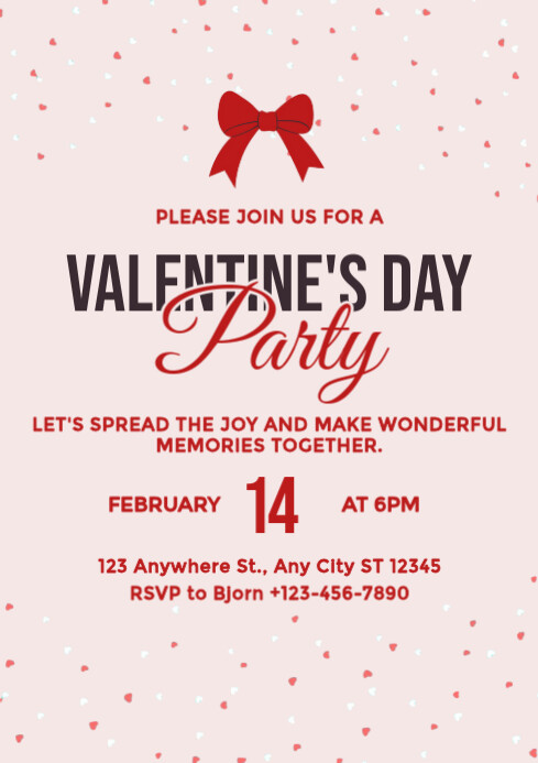 Pink Pastel Valentine's Day Party Invitation A4 Template | PosterMyWall