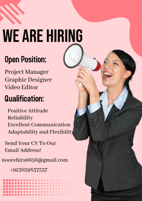 Pink Pastel We Are Hiring Job Opportunities A4 Templat | PosterMyWall