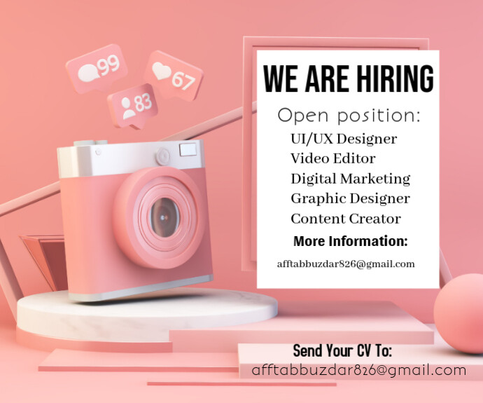 Copy of Pink Pastel We Are Hiring Job Opportunities Medium Rectangle ...