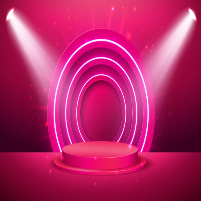 Pink podium background with rays of light Template | PosterMyWall