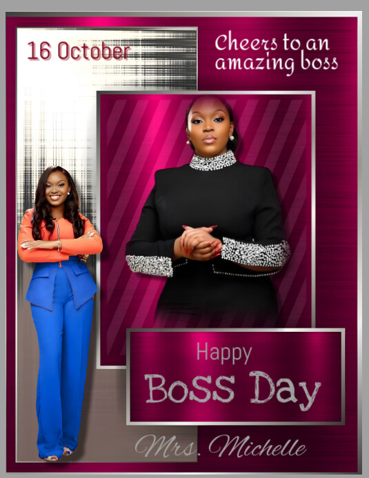 Pink Professional Boss Day Post Card Flyer (us Letter) Template ...