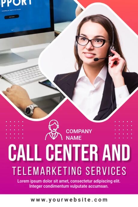 Plantilla de Pink Professional Call Center Poster | PosterMyWall