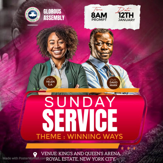 Pink Professional Church Flyer Instagram Post Template | PosterMyWall