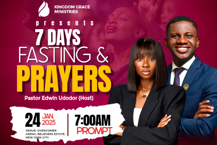 Plantilla de Pink Professional Church Flyers Prayer And Fasting Poster ...