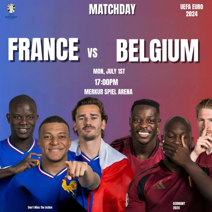 Pink Professional Euro 2024 France Vs Belgium Template | PosterMyWall