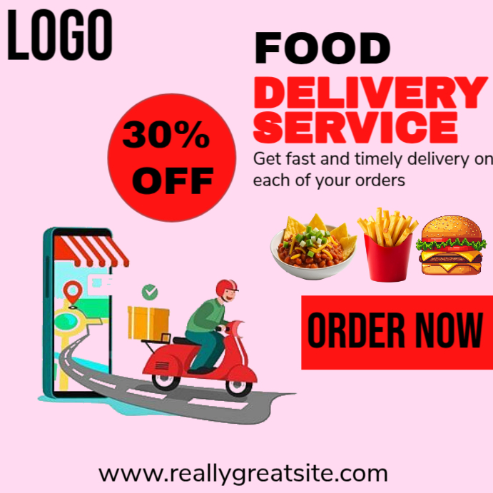 Plantilla de Pink Professional Food Delivery Instagram Post | PosterMyWall