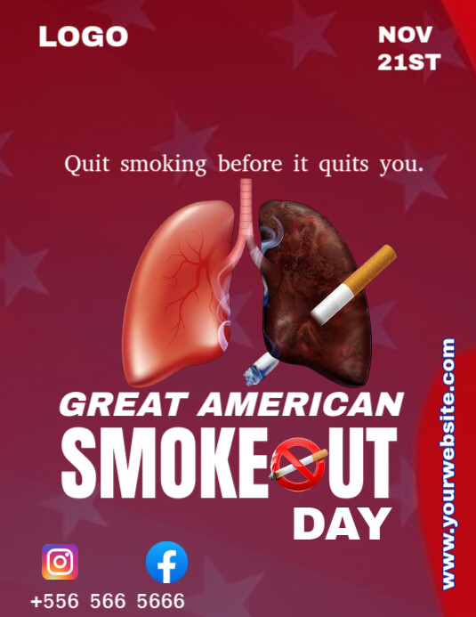 Pink Professional Great American Smokeout Day Flyer (us Letter ...