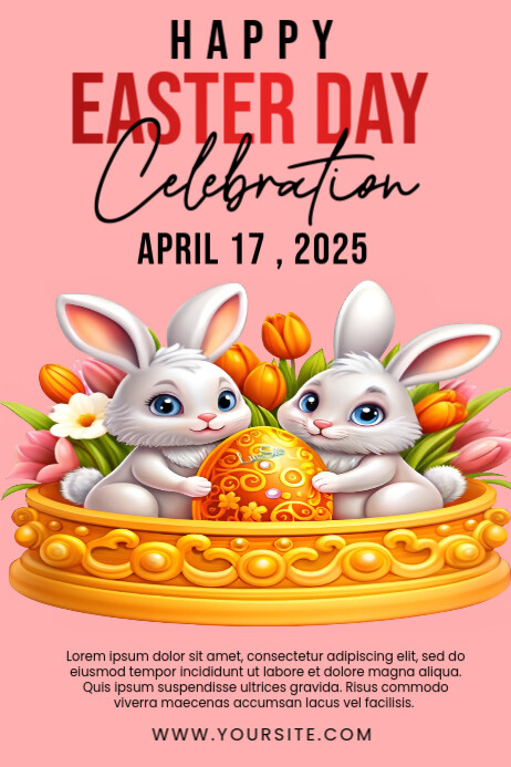 Pink Professional Happy Easter Day Celebration Poster Template ...
