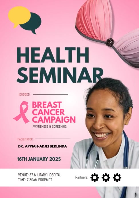 Pink Professional Health Seminar Breast Cancer A3 Template | PosterMyWall