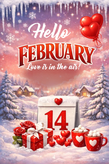 Pink Professional Hello February Flyer – Welcome The Month Of Love ...