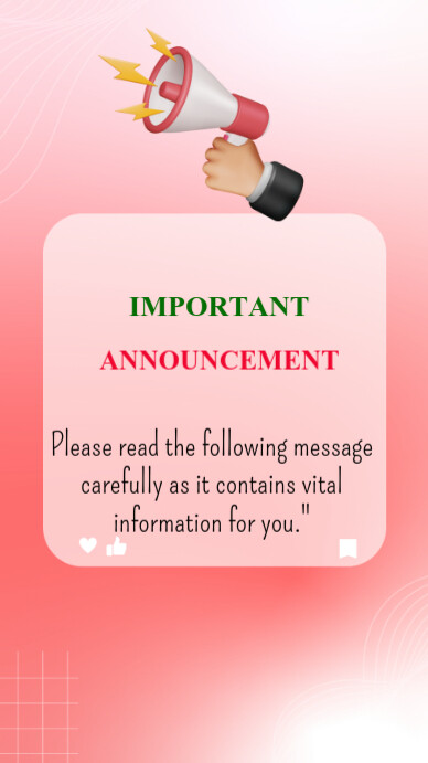 Copy of Pink Professional Important Announcement Instagram Story | PosterMyWall