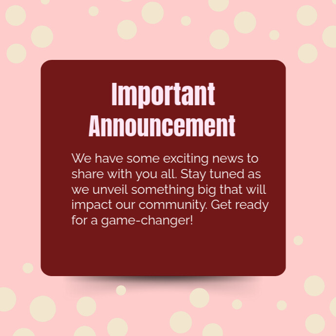 Modèle Pink Professional Important Announcement Logo | PosterMyWall
