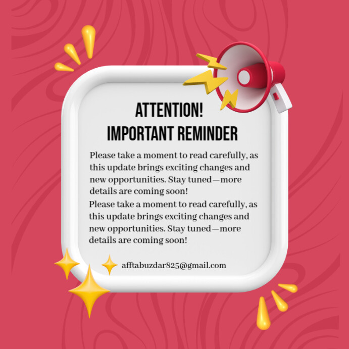 Copy of Pink Professional Important Reminder Instagram Post | PosterMyWall