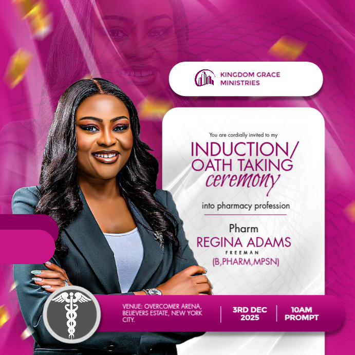 Pink Professional Induction Ceremony Invitation, Oath Taking Ceremony ...