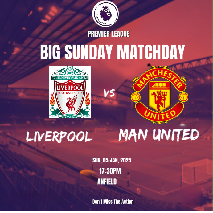 Plantilla de Pink Professional Liverpool Vs Manchester United Premier ...