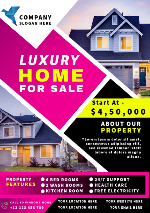 Copy of Pink Professional Luxury Home Sale Ad A4 | PosterMyWall
