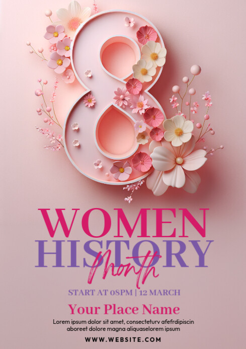 Pink Professional March 8 Event Flyer A4 Template | PosterMyWall