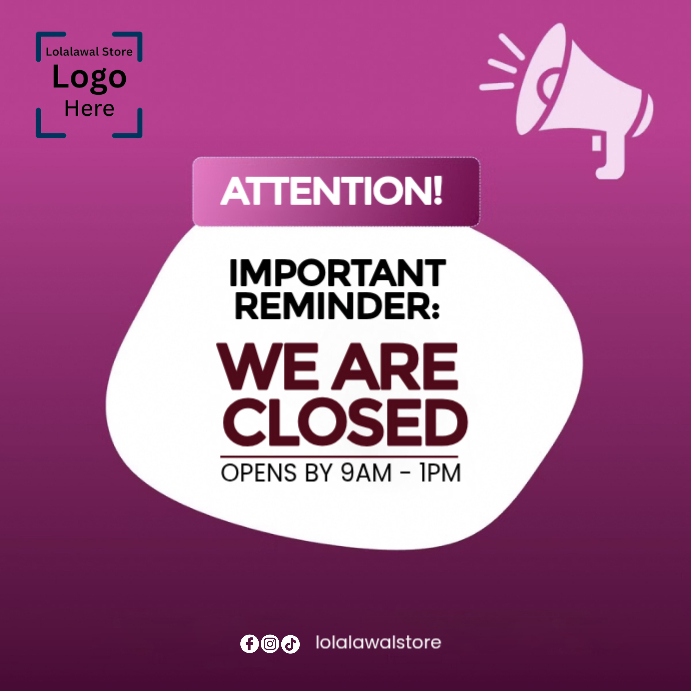 Szablon Pink Professional Office Closure Flyer Instagram Post ...