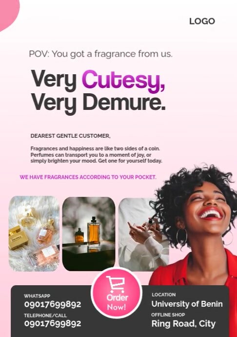 Copy of Pink Professional Perfume Shop Fragrance Poster A3 | PosterMyWall