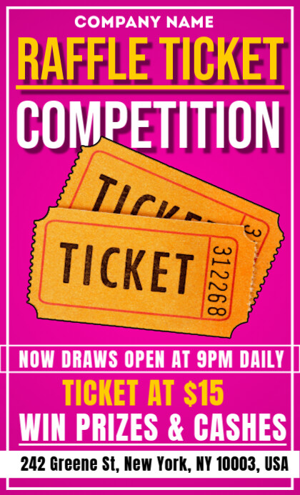 Pink Professional Raffle Ticket Competition Us Legal Template ...