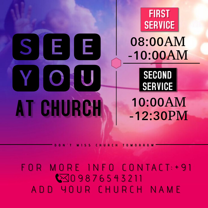 Pink Professional See You At Church Instagra Template | PosterMyWall