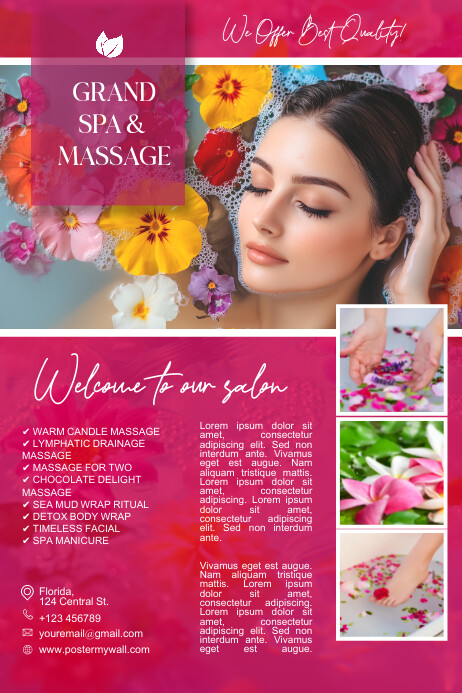 Pink Professional Spa Salon Poster Template | PosterMyWall