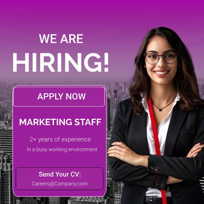 Plantilla de Pink Professional We Are Hiring Instagram Pos | PosterMyWall