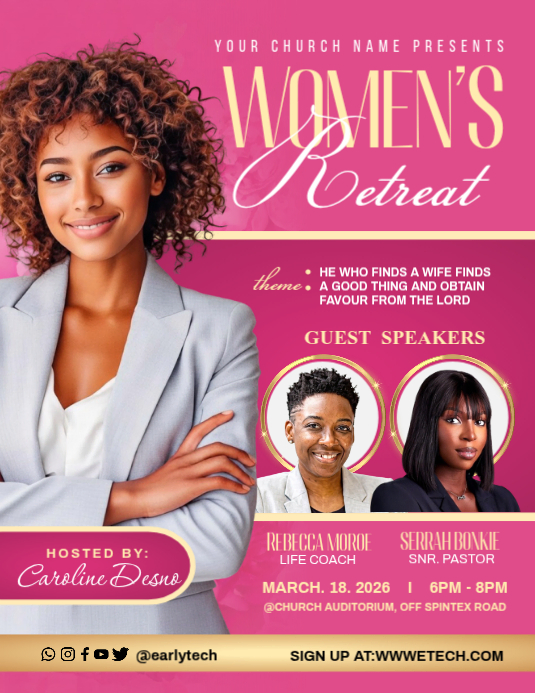 Pink Professional Women's Retreat Flyer Template | PosterMyWall