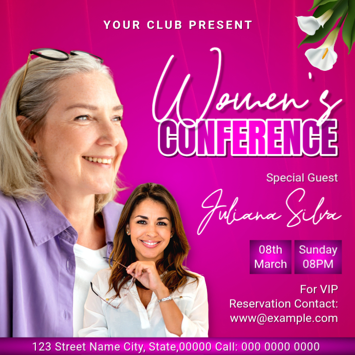 Pink Professional Women Conference Instagram Post Template | PosterMyWall