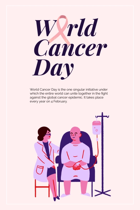 Pink purple minimalist Cancer Day Poster Template | PosterMyWall