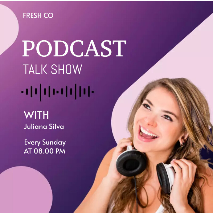 PINK PURPLE PODCAST TEMPLATE | PosterMyWall