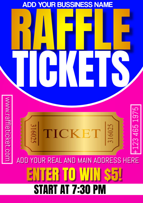 Modèle Pink Raffle Tickets A3 | PosterMyWall