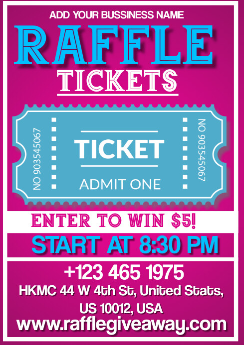 Pink Raffle Tickets A3 Template | PosterMyWall