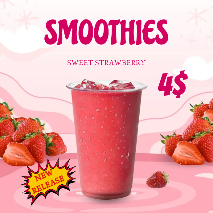 Copy of Pink Red Playful Smoothies Drink Promotion In | PosterMyWall