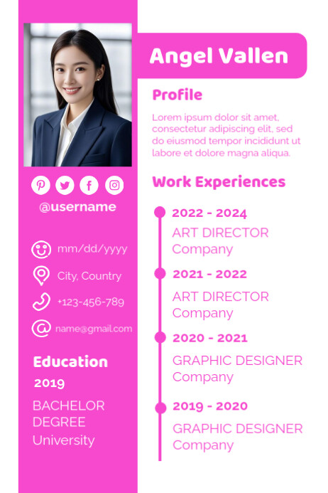 Pink Resume Poster Template | PosterMyWall