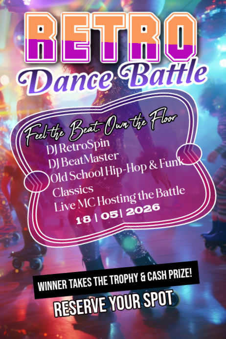 Pink Retro Dance Battle Poster Templat | PosterMyWall