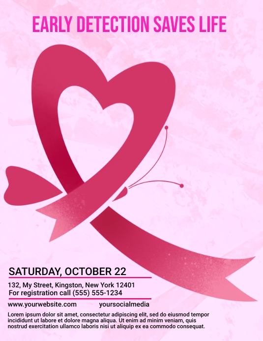Pink Ribbon Breast Cancer Awareness Flyer Template | PosterMyWall