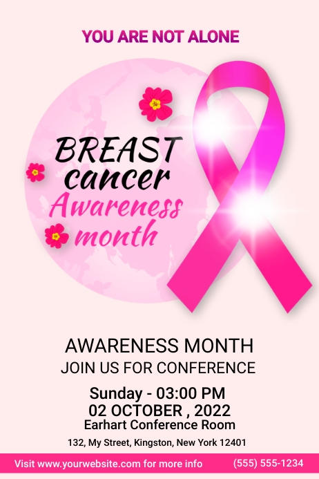 Copy of Pink Ribbon Breast Cancer Awareness Poster | PosterMyWall