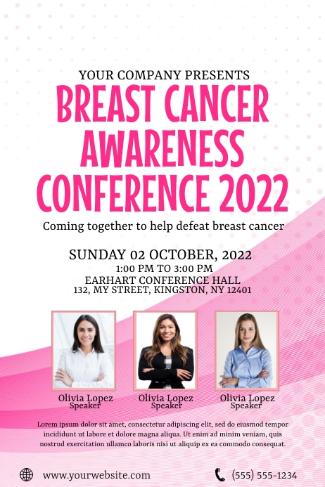 Pink Ribbon Breast Cancer Awareness Poster Template | PosterMyWall