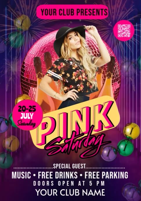 Copy of pink saturday party | PosterMyWall