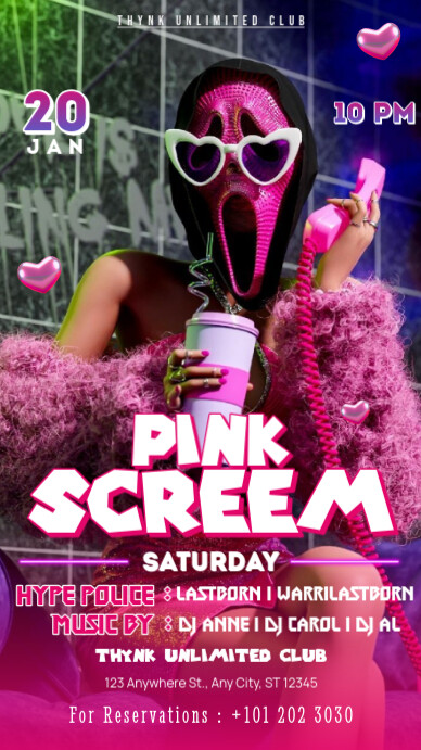 Copy of Pink Screem Saturday | PosterMyWall
