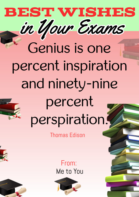 Pink Success In Your Exams Card Design A4 Template | PosterMyWall