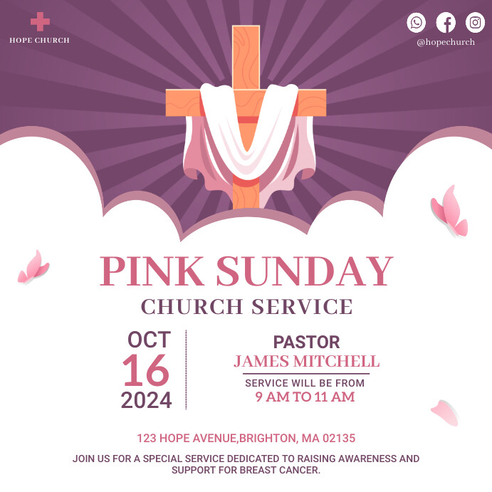 Copy of Pink Sunday Church Service Invite Instagram P | PosterMyWall